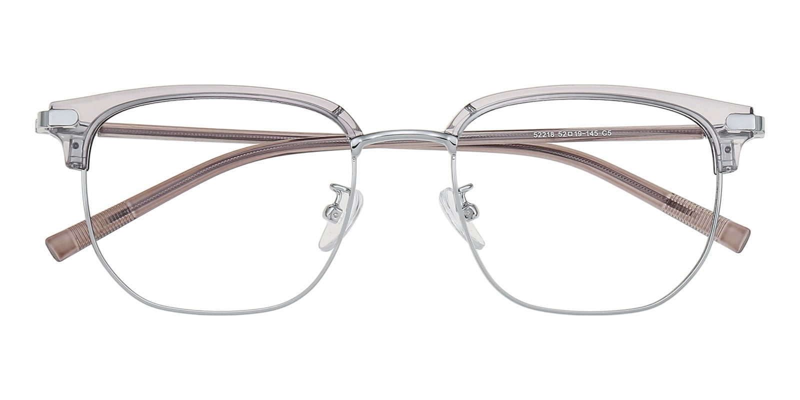 Macon Rectangle,Browline Light Gray/Silver Eyeglasses | Glassesshop