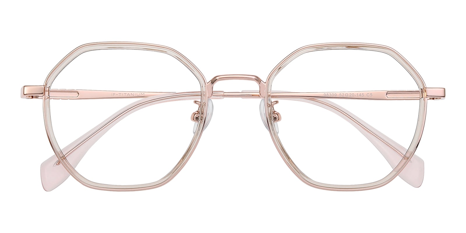 Meredith Polygon Clear/Rose Gold Eyeglasses | Glassesshop